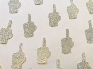 50 x silver middle finger confetti | divorce party cake decorations | breakup party decorations