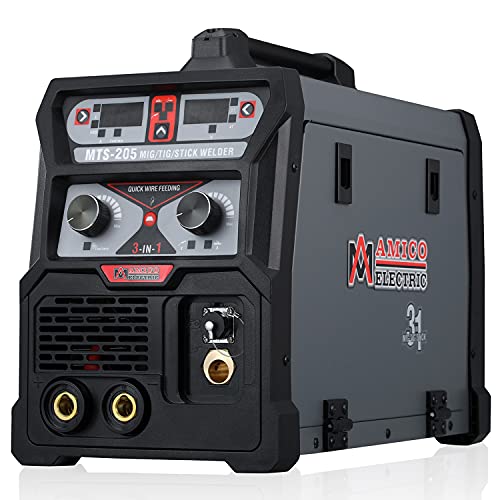 AmicoPower MTS-205, Multi-function 200-Amp MIG/MAG/Flux-cored/Lift-TIG/Stick Arc DC Inverter Welder, Can weld all metals, Spool gun weld aluminum.