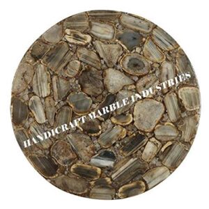 15" inch wild agate table, agate table, round agate table, brown agate table, agate side table top