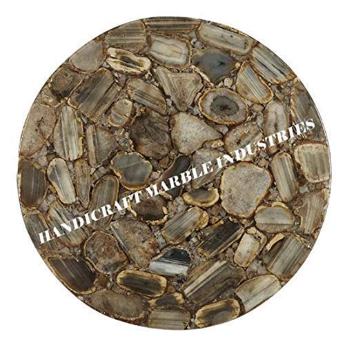 12" Inch Wild Agate Table, Agate Table, Round Agate Table, Brown Agate Table, Agate Side Table Top, Turkish Agate, Table - Furniture, Agate - Gemstone