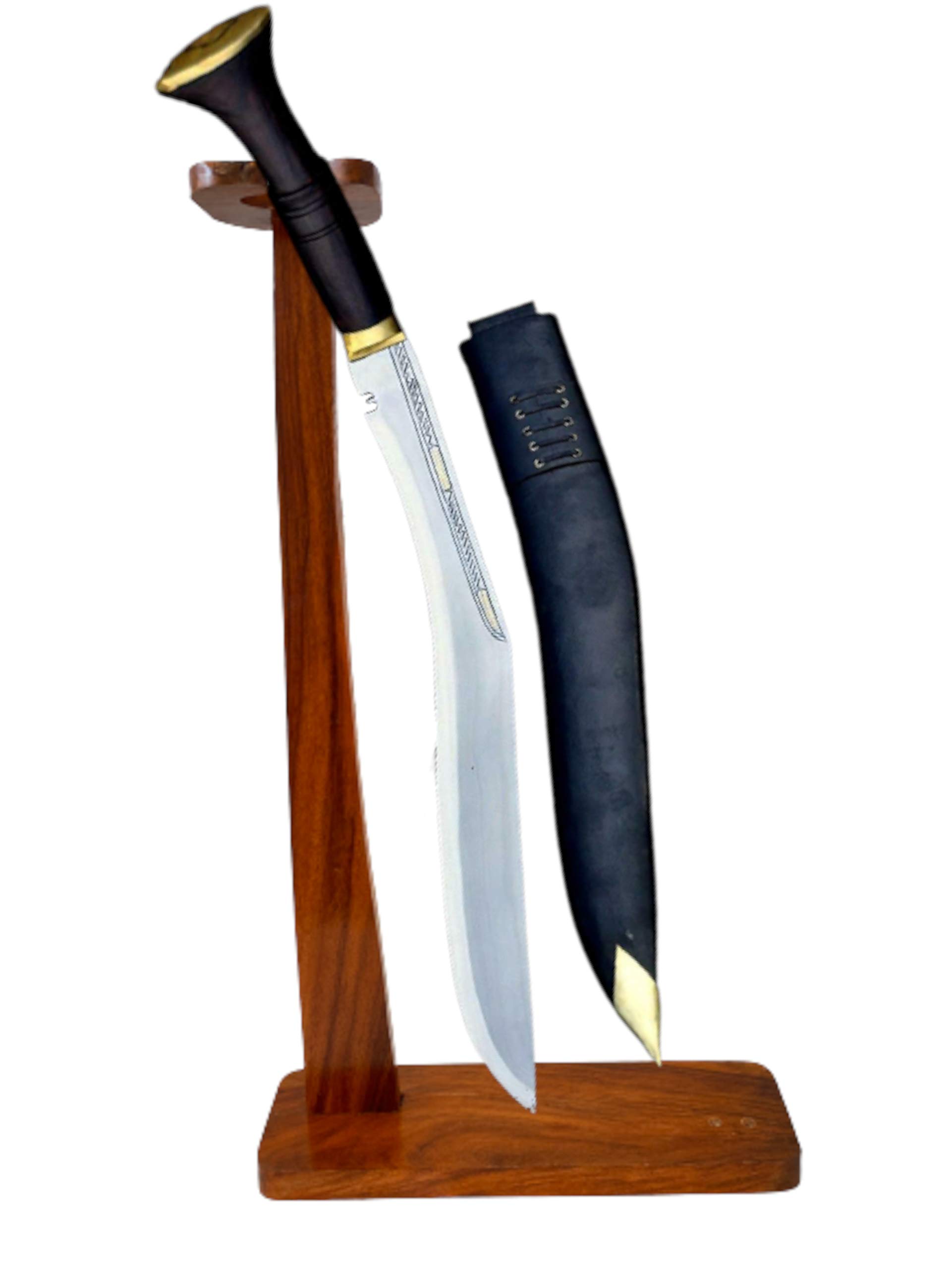 QT S Khukuri/Kukri Display Wooden Stand Fit 23-25 Inch X Large Kukri - Full Tang Blade Length Fit 16-18 Inch Kukri Khukuri- Handmade By Heavy Real Wood Nepaloden Sword Display for Heavy Kukri Knife