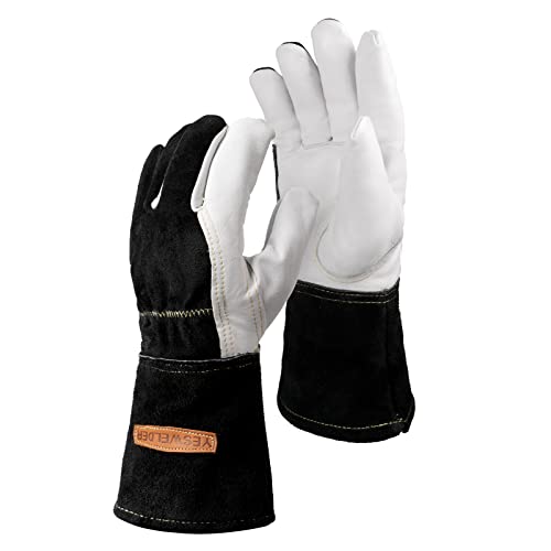 YESWELDER Premium Goatskin TIG Welding Gloves | Top Grain Leather | High Dexterity |True - Fit-XL