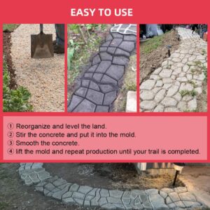 Anothera 17"x17"x1.6" Walk Maker Reusable Concrete Path Maker Molds Pathmate Stone Molding Stepping Stone Paver Yard Patio Lawn Garden DIY Walkway Pavement Paving Moulds (Irregular)