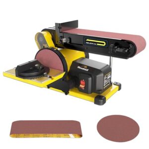 woodskil 4.3a belt sander, 4 x 36 in. belt & 6 in. disc sander, double dust exhaust port, steel base, 2pcs sandpapers included