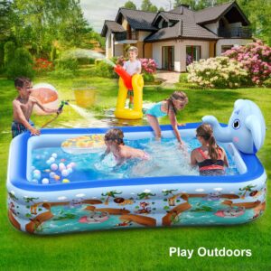 Hamdol Inflatable Swimming Pool with Sprinkler, Kiddie Pool 99" X 72" X 22" Family Full-Sized Inflatable Pool, Blow Up Lounge Pools Above Ground Pool for Kids, Adult, Age 3+, Outdoor, Garden, Party