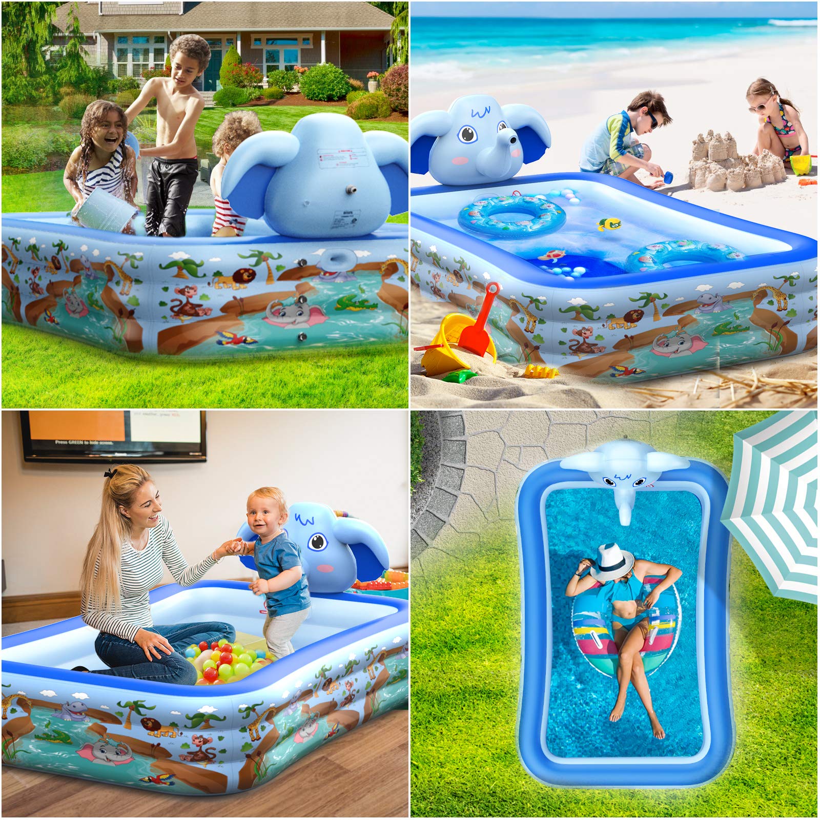 Hamdol Inflatable Swimming Pool with Sprinkler, Kiddie Pool 99" X 72" X 22" Family Full-Sized Inflatable Pool, Blow Up Lounge Pools Above Ground Pool for Kids, Adult, Age 3+, Outdoor, Garden, Party