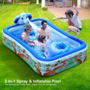 Hamdol Inflatable Swimming Pool with Sprinkler, Kiddie Pool 99" X 72" X 22" Family Full-Sized Inflatable Pool, Blow Up Lounge Pools Above Ground Pool for Kids, Adult, Age 3+, Outdoor, Garden, Party