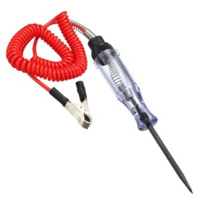 tunan 6v-12v-24v dc car circuit tester light, professional auto voltage continuity test, automotive electrical volt test light/long probe for wire/fuse/socket and more - red