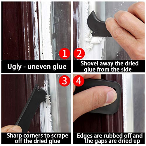 King&Charles Silicone Caulking Tool, Caulk Remover Tool& Grout Removal Tool, Caulk Remover, Silicone Caulking Tool Kit, with 4pc Glass Glue Angle Scraper - 3 in 1 Caulking Finishing Tools