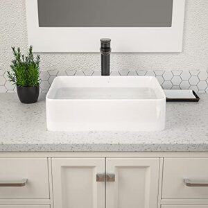 Vessel Sink Rectangular, Dcolora 19" x 15" Bathroom Vessel Sink White Ceramic Porcelain Rectangle Bathroom Vessel Sink Above Counter Vanity Bath Sink Basin