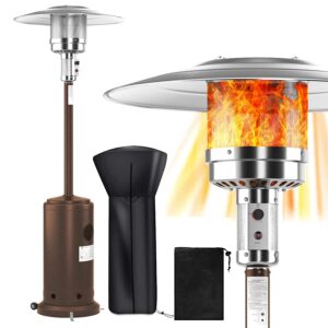 46000 btu portable outdoor patio heater - rapid heating space propane heater - commercial & residential floor standing with wheels and rain cover for christmas,restaurant,weeding and party (brown)