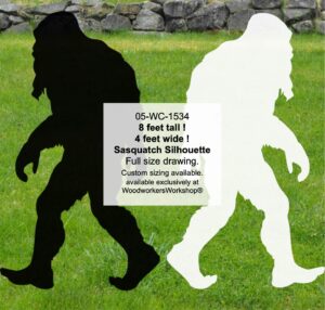 woodworkersworkshop woodworking plan to make your own 8 ft tall bigfoot sasquatch (sasquit) yard art includes tracing paper