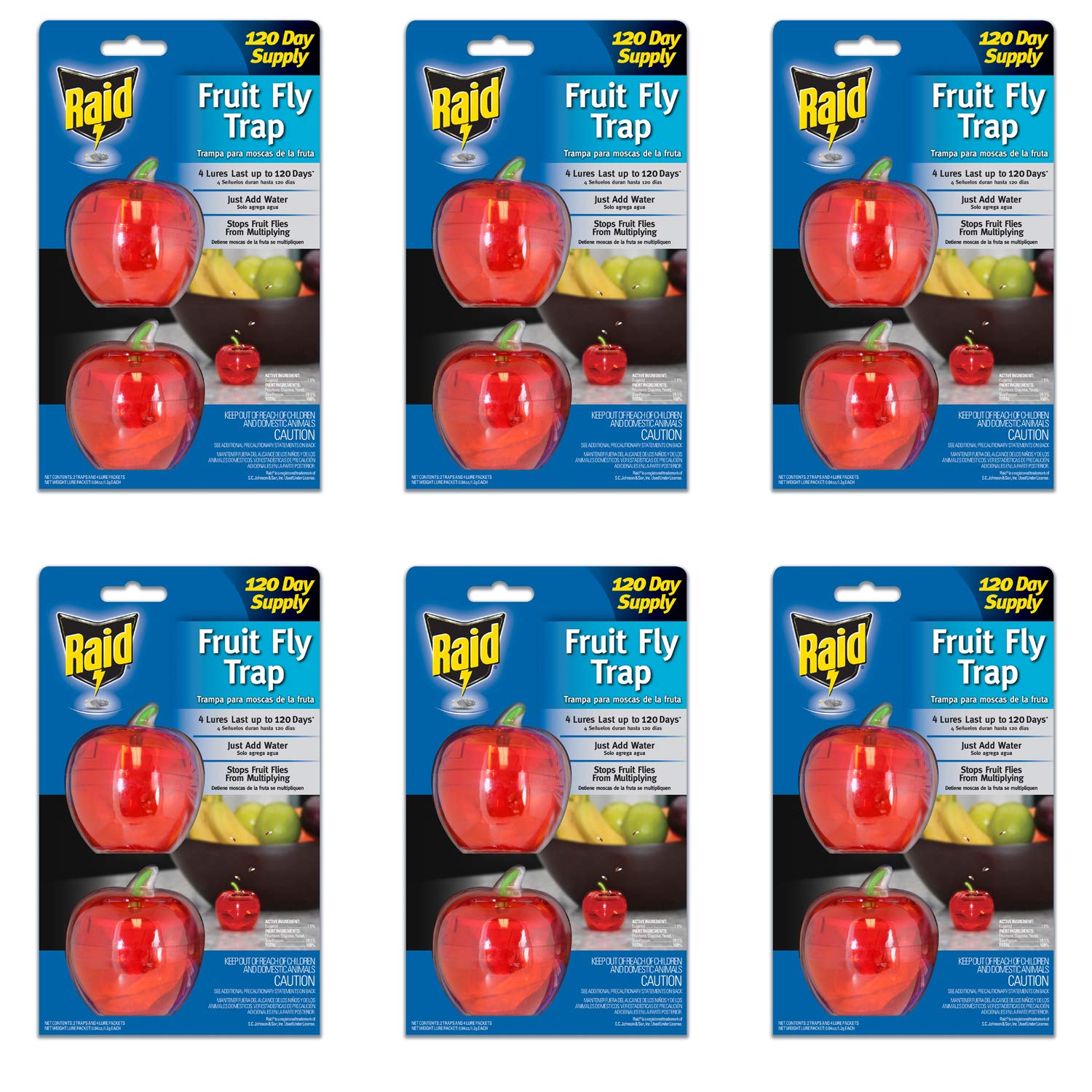 Raid Fruit Fly Trap Bundle Fruit Fly Traps for Kitchen, Fly Trap Indoor Use, Fly Traps, Fly Killer, Fly Catcher for Food Prep Areas, Gnat Trap Indoor Use (6 Pack)' (6 Pack, 12 Total Traps)