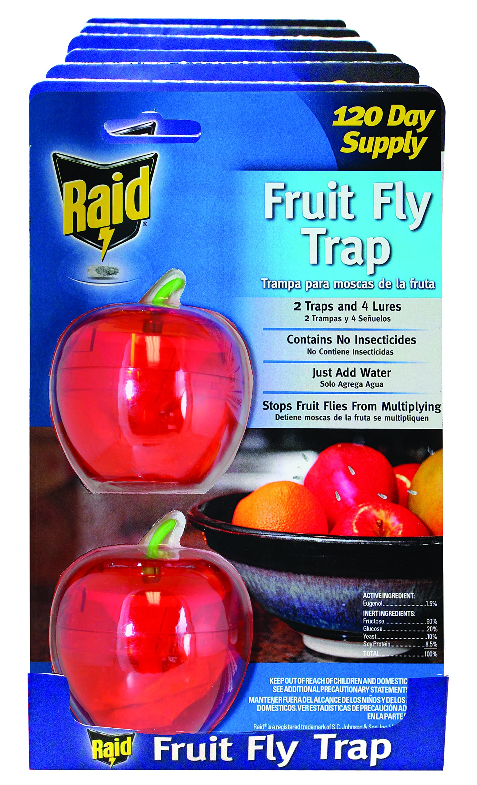 Raid Fruit Fly Trap Bundle Fruit Fly Traps for Kitchen, Fly Trap Indoor Use, Fly Traps, Fly Killer, Fly Catcher for Food Prep Areas, Gnat Trap Indoor Use (6 Pack)' (6 Pack, 12 Total Traps)