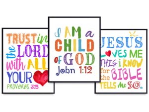 jesus loves me - trust in the lord with all your heart - child of god wall decor - religious scripture wall decor - catholic christian gifts for women, kids, pastor, minister - bible verse wall art