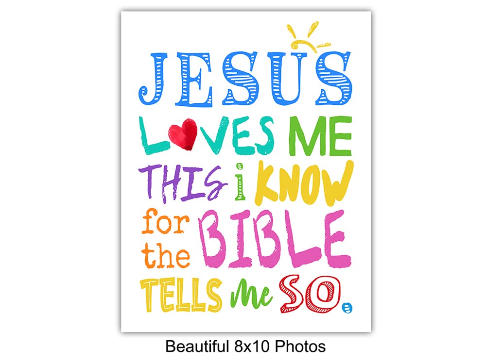 Jesus Loves Me - Trust in the Lord With All Your Heart - Child of God Wall Decor - Religious Scripture Wall Decor - Catholic Christian Gifts for Women, Kids, Pastor, Minister - Bible Verse Wall Art