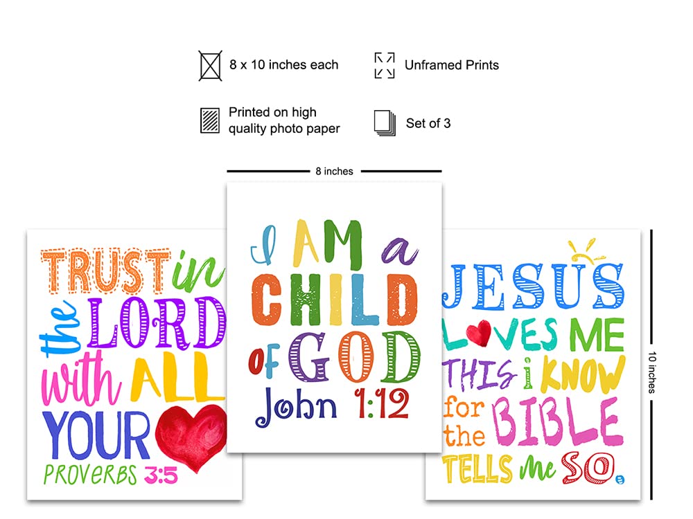 Jesus Loves Me - Trust in the Lord With All Your Heart - Child of God Wall Decor - Religious Scripture Wall Decor - Catholic Christian Gifts for Women, Kids, Pastor, Minister - Bible Verse Wall Art