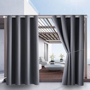 diva en camino dec outdoor patio curtain waterproof darkening thermal insulated indoor curtains for bedroom, porch, living room, pergola, cabana, w52 x l95, gray, set of 2 panels