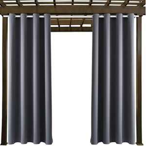 DIVA EN CAMINO DEC Outdoor Patio Curtain Waterproof Darkening Thermal Insulated Indoor Curtains for Bedroom, Porch, Living Room, Pergola, Cabana, W52 x L95, Gray, Set of 2 Panels