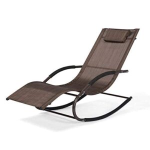 mansion home lounge chair, outdoor chaise lounge with detachable pillow for patio, lawn, pool, outdoor lounge chairs, brown