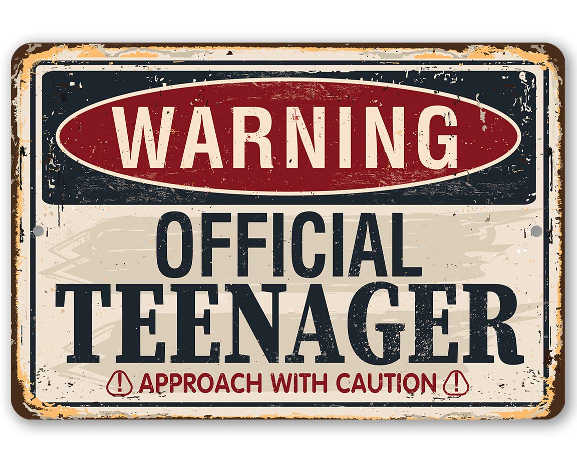 Metal Sign - Warning Official Teenager - Durable Metal Sign - Use Indoor/Outdoor - Funny Teen's Bedroom Decor and Birthday Gift Under $20 (8" x 12")