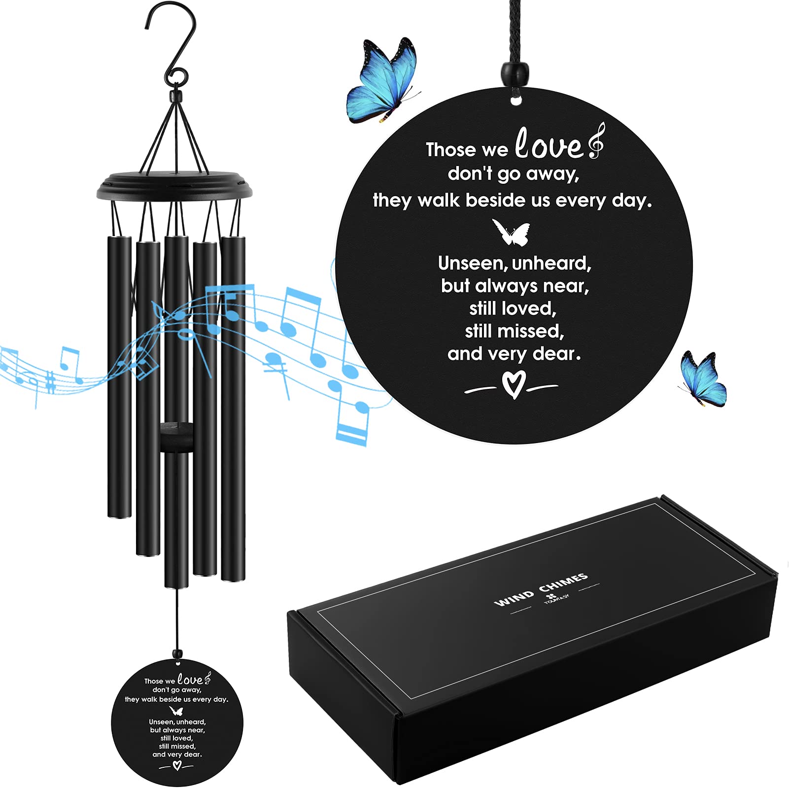 YOUNTASY Wind Chimes for Loss of Loved One Prime, Windchimes in Memory of a Loved One, Father Mother Bereavement/Sympathy/Memorial Gifts for Remembrance, 35in