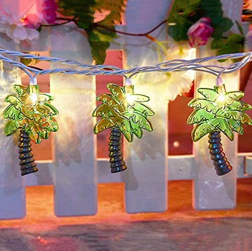 8.5Ft Palm Tree String Lights Outdoor, Waterproof Patio Palm Tree Lights String with 10 Mini Incandescent Lights, Summer Beach Theme String Lights for Indoor Bedroom Christmas Party Decor, White Wire