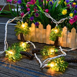 8.5Ft Palm Tree String Lights Outdoor, Waterproof Patio Palm Tree Lights String with 10 Mini Incandescent Lights, Summer Beach Theme String Lights for Indoor Bedroom Christmas Party Decor, White Wire