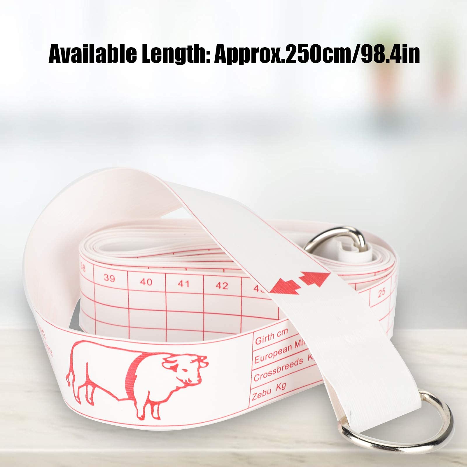 Zerodis 2.5m Cattle Body Weight Tape Measure, Portable Bust Weight Contrast Ruler Farm Equipment for Animal Livestock Body Weight