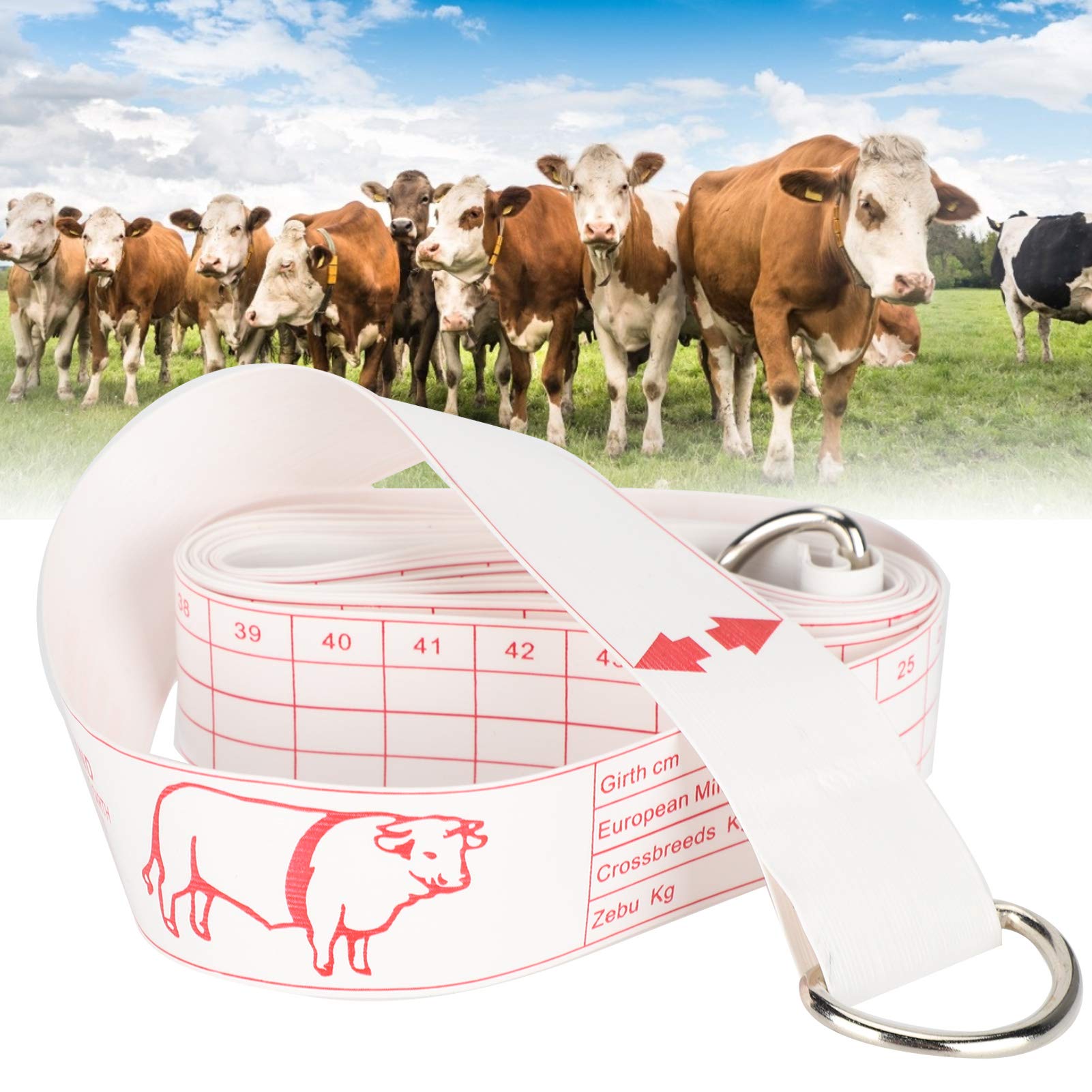 Zerodis 2.5m Cattle Body Weight Tape Measure, Portable Bust Weight Contrast Ruler Farm Equipment for Animal Livestock Body Weight