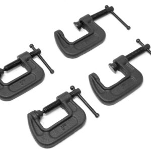 WEN CLC108 Heavy-Duty Cast Iron C-Clamps with 1-Inch Jaw Opening and 0.8-Inch Throat, 4 Pack