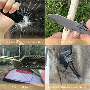 Corfara Engraved Black Pocket Knife for Boss Gifts Ideas for Christmas Birthday Retirment Best Boss Ever Camping Knife with Window Glass Breaker and Seatbelt Cutter