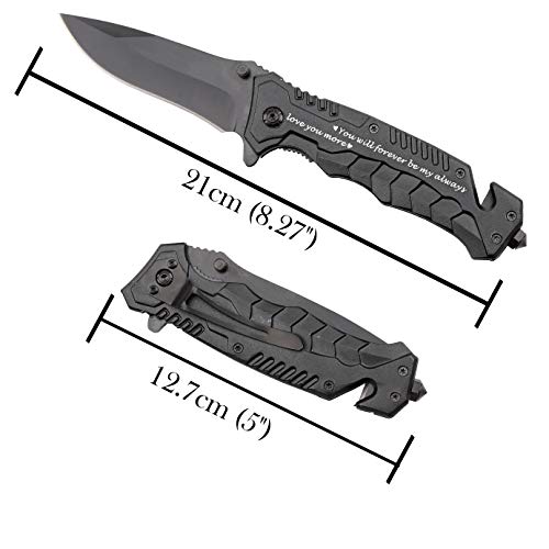 Corfara Engraved Black Pocket Knife for Boss Gifts Ideas for Christmas Birthday Retirment Best Boss Ever Camping Knife with Window Glass Breaker and Seatbelt Cutter