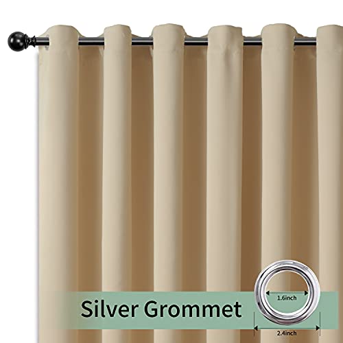 LUSHLEAF Waterproof Indoor/Outdoor Curtains for Patio - UV Sun Light Blocking Waterproof Blackout Curtains for Bedroom, Living Room, Porch, Cabana, Gazebo, 1 Panel, 100 x 84 inch, Beige