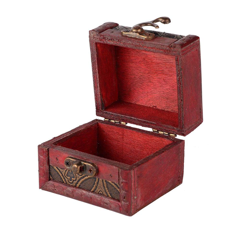 Wood Storage Box Mini Antique Jewelry Box Small Box Chinese Retro Nostalgic Wooden Multifunctional Desktop Storage Box Beautiful and Practical Convenient Storage of Jewelry and Makeup Tools(red)