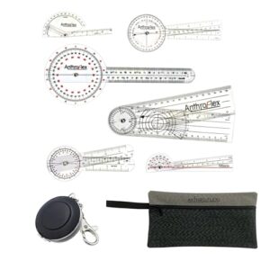 anthroflex 8 piece goniometer set with 6 goniometers, tape measure, transport bag