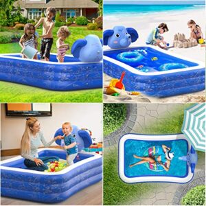 Hamdol Inflatable Swimming Pool, Kiddie Pool with Sprinkler, 99" X 72" X 22" Full-Sized Family Blow up Pool for Kids Toddlers Adults, Lounge Above Ground Pool for Backyard Indoor Outdoor for Age 3+