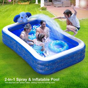 Hamdol Inflatable Swimming Pool, Kiddie Pool with Sprinkler, 99" X 72" X 22" Full-Sized Family Blow up Pool for Kids Toddlers Adults, Lounge Above Ground Pool for Backyard Indoor Outdoor for Age 3+