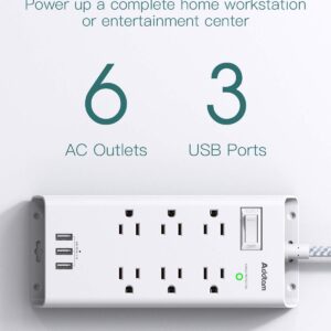 Power Strip Surge Protector, Addtam 6 Outlets and 3 USB Ports 5Ft Long Extension Cord and Power Strip with USB, Addtam ETL Certificate Flat Plug Extension Cord with 3 USB Ports, 3 Outlets