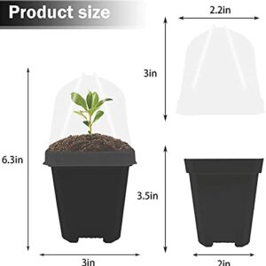 EBaokuup 30PCS Plant Nursery Pots with Humidity Dome, Small Plastic Square Flower Pot Planting Container, Plastic Gardening Pot