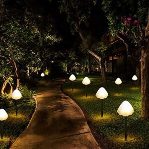 Outdoor Solar Garden Lights, Set of 12 Mini Light Outdoor Waterproof Cute Mushroom Shaped Pathway Landscape Lights for Yard Patio Party Wedding Festival Decoration (Warm White)