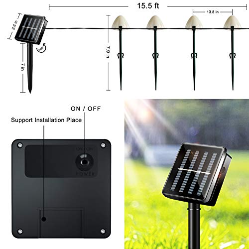 Outdoor Solar Garden Lights, Set of 12 Mini Light Outdoor Waterproof Cute Mushroom Shaped Pathway Landscape Lights for Yard Patio Party Wedding Festival Decoration (Warm White)