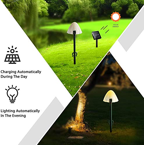 Outdoor Solar Garden Lights, Set of 12 Mini Light Outdoor Waterproof Cute Mushroom Shaped Pathway Landscape Lights for Yard Patio Party Wedding Festival Decoration (Warm White)