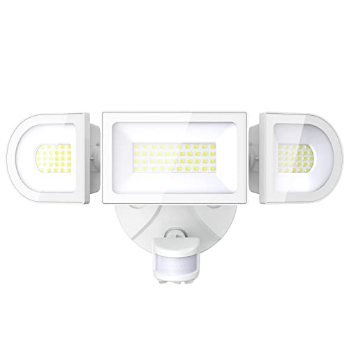 iMaihom 50W Motion Sensor Light Outdoor,4600LM Bright LED Security Lights Motion Sensor,6500K LED Flood Lights Outdoor,3 Head Adjustable IP65 Security Lights Motion Detection Outdoor for Yard (White)