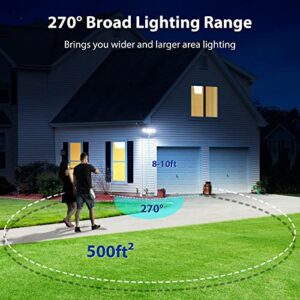 iMaihom 50W Motion Sensor Light Outdoor,4600LM Bright LED Security Lights Motion Sensor,6500K LED Flood Lights Outdoor,3 Head Adjustable IP65 Security Lights Motion Detection Outdoor for Yard (White)