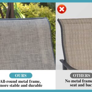 PHI VILLA Set of 2 Patio Swivel Dining Chairs, Outdoor, Metal with Textilene Mesh Fabric, Furniture with Armrest, Black Frame.