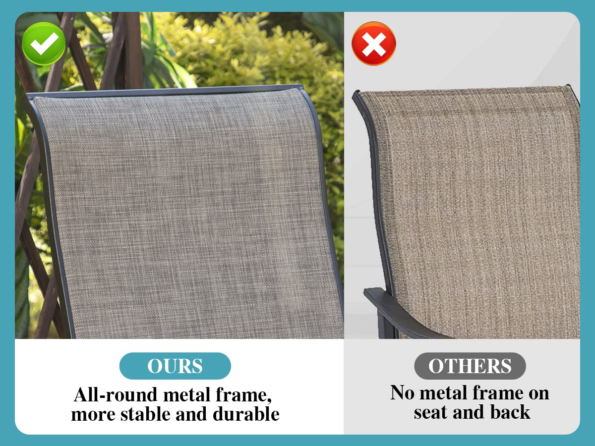 PHI VILLA Set of 2 Patio Swivel Dining Chairs, Outdoor, Metal with Textilene Mesh Fabric, Furniture with Armrest, Black Frame.