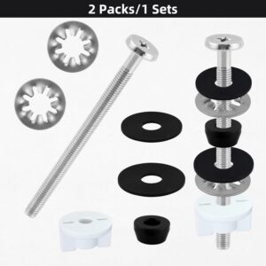 Hygie Rinse Universal Toilet Seat Bolts, 2pcs Heavy Duty Stainless Steel Toilet Seat Screws and Bolts, Toilet Tank to Bowl Repair Kit with Downlock Nuts Rubber Washers Gaskets