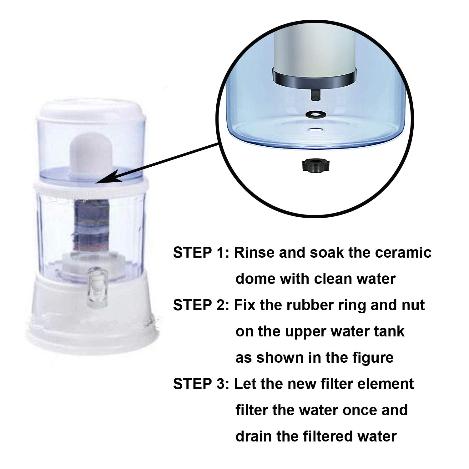 HUI NING Replacement Ceramic Dome Water Filter with Far Infrared Minerals Ceramic Beads Balls for Countertop,Household Water Bucket, Water Cooler Filtration Systems Water Pitcher (4 pcs)