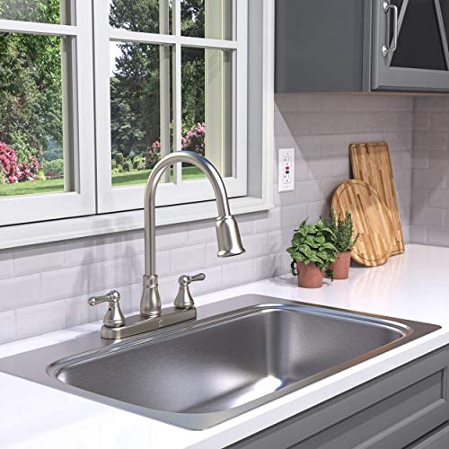 Belanger EBE78WBN2 Non-Metallic Two-Handle Pull-Down Sprayer Kitchen Faucet, Brushed Nickel